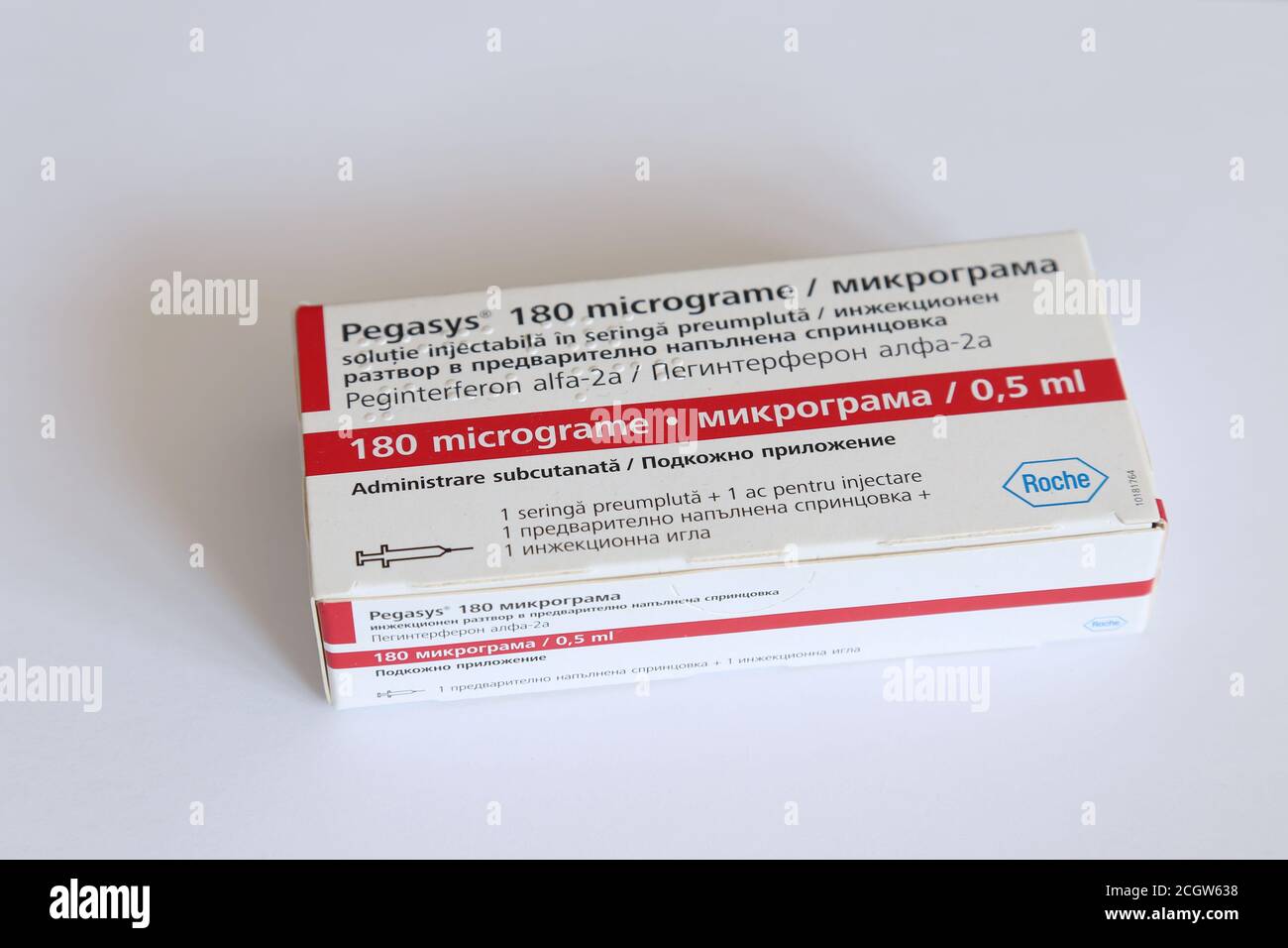 Bucharest Romania - September 5 2020: Used carton box of Pegasys ...