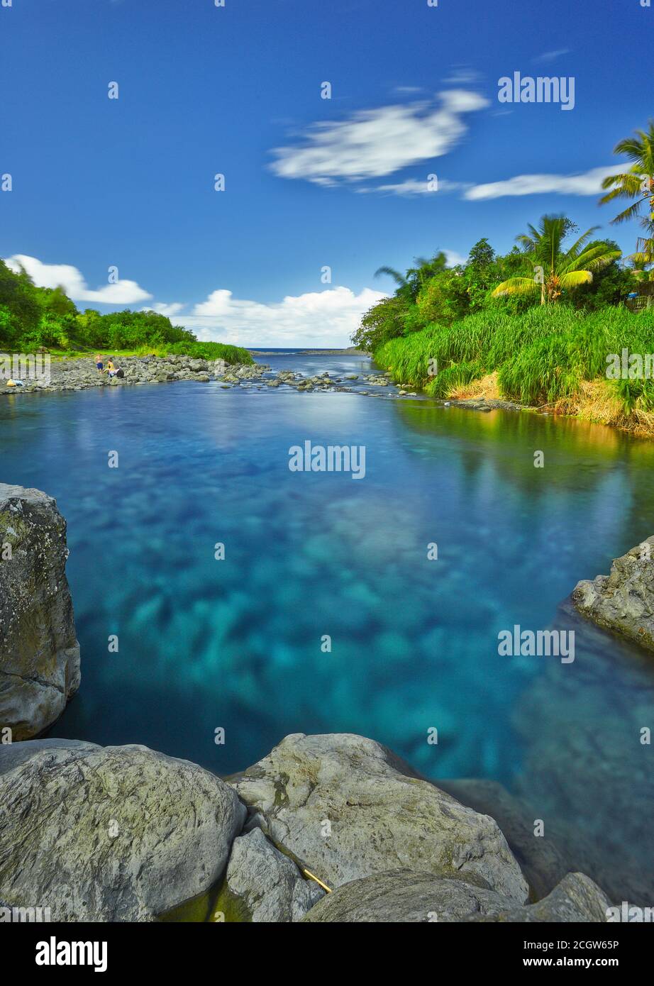 Bassin Bleu, Blue basin swimming site in Saint-Anne and its blue and ...
