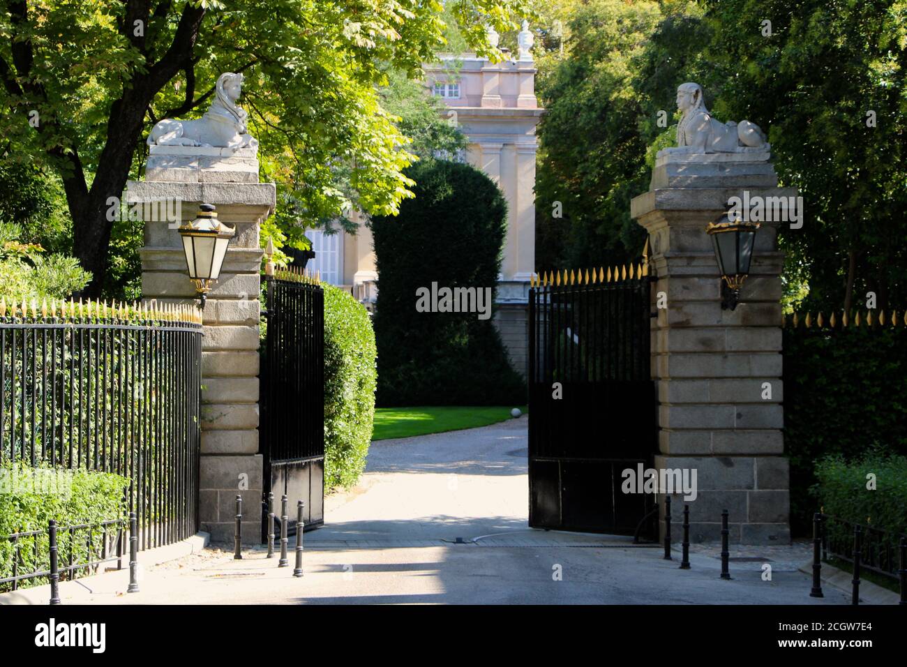 Entrance gate to the Liria Palace in the centre of Madrid main ...