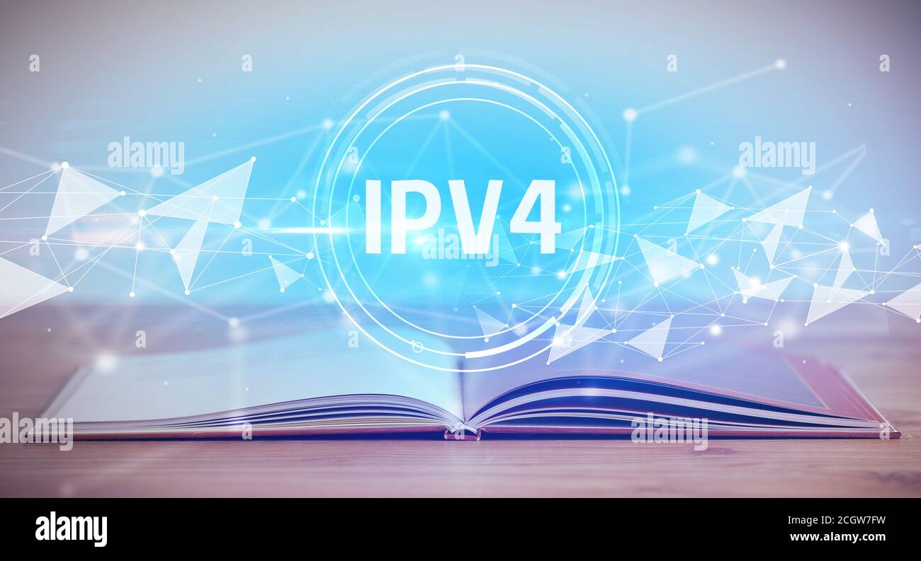 Open book with IPV4 abbreviation, modern technology concept Stock Photo ...