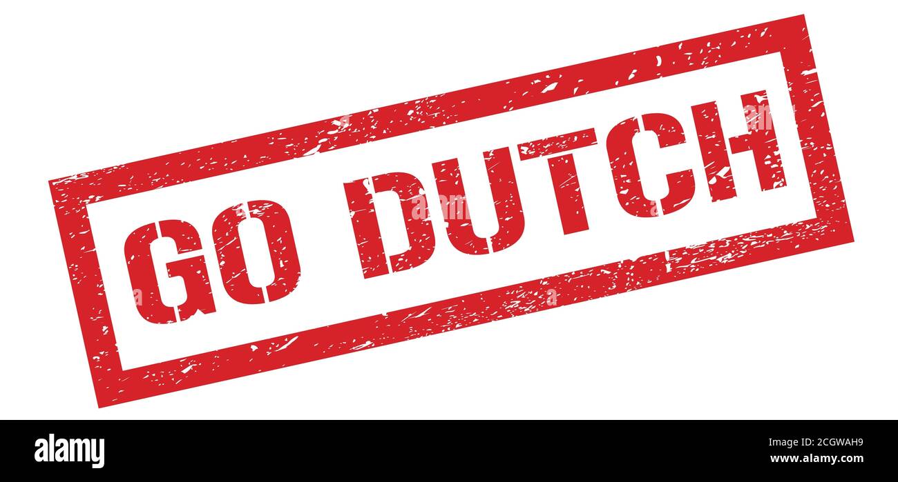 GO DUTCH red grungy rectangle stamp sign Stock Photo - Alamy