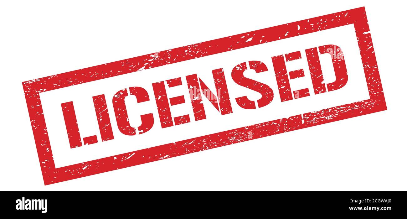 LICENSED red grungy rectangle stamp sign Stock Photo - Alamy