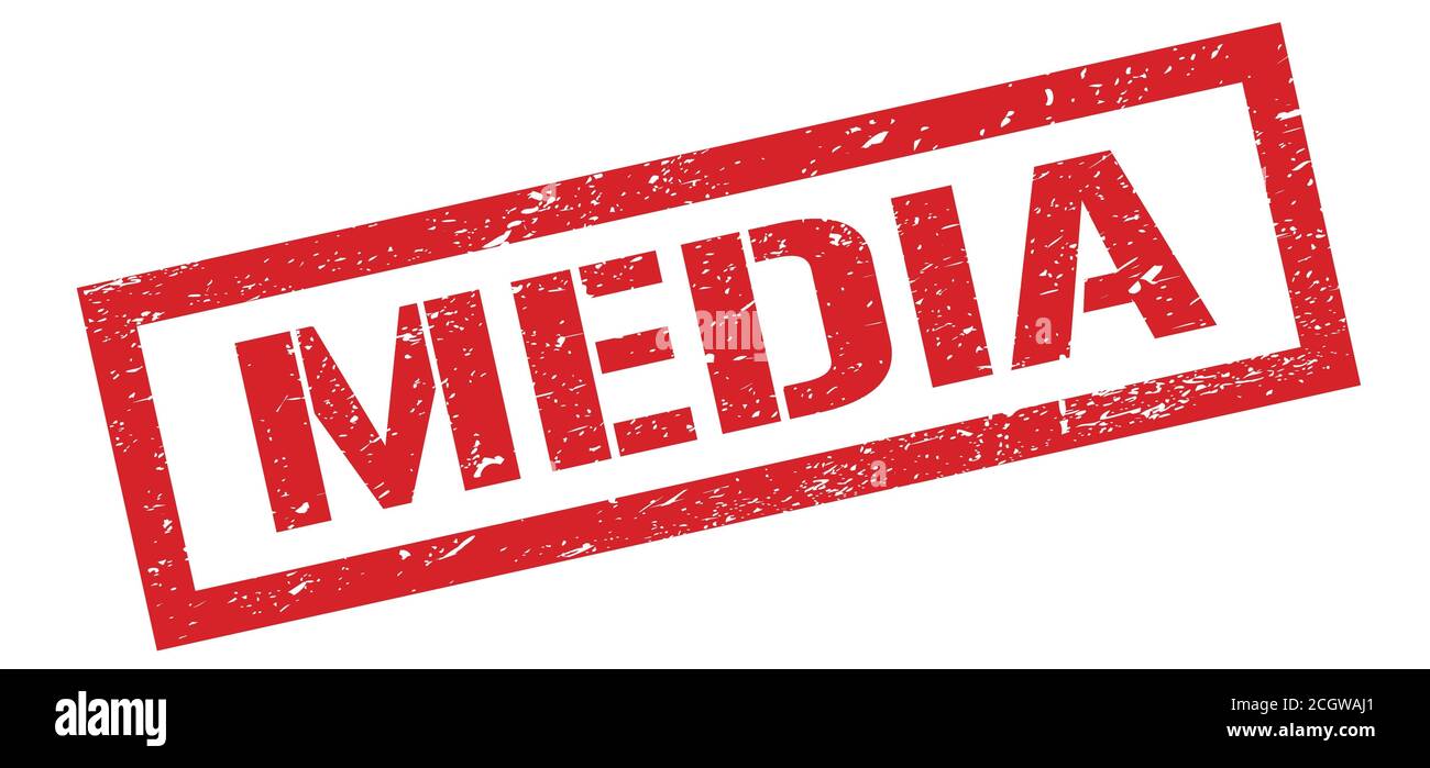 MEDIA red grungy rectangle stamp sign Stock Photo - Alamy