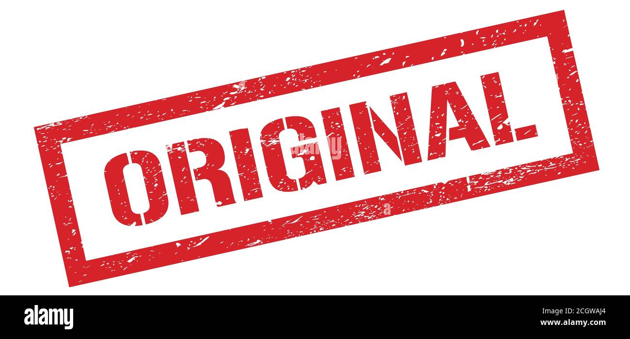 ORIGINAL red grungy rectangle stamp sign Stock Photo - Alamy