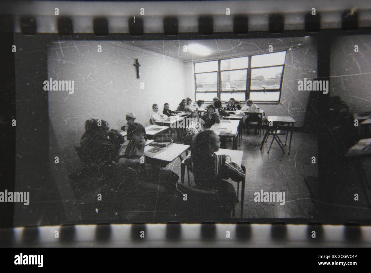 Fine 70s vintage black and white photography of students learning in a ...