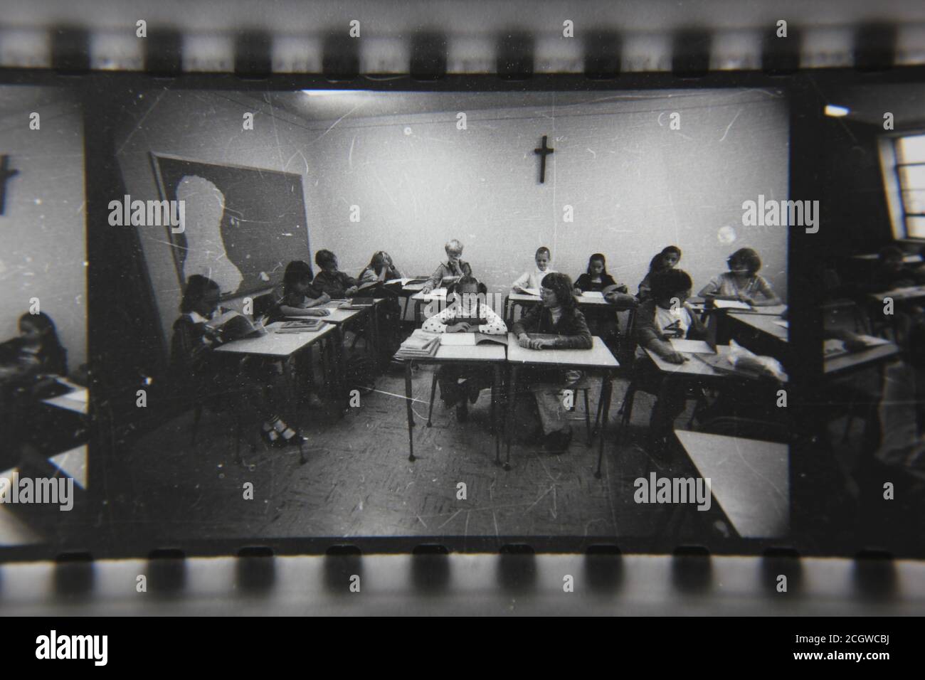 Fine 70s vintage black and white photography of students learning in a ...