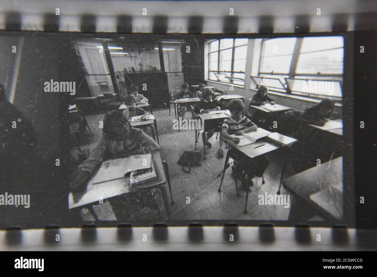 Fine 70s vintage black and white photography of students learning in a ...