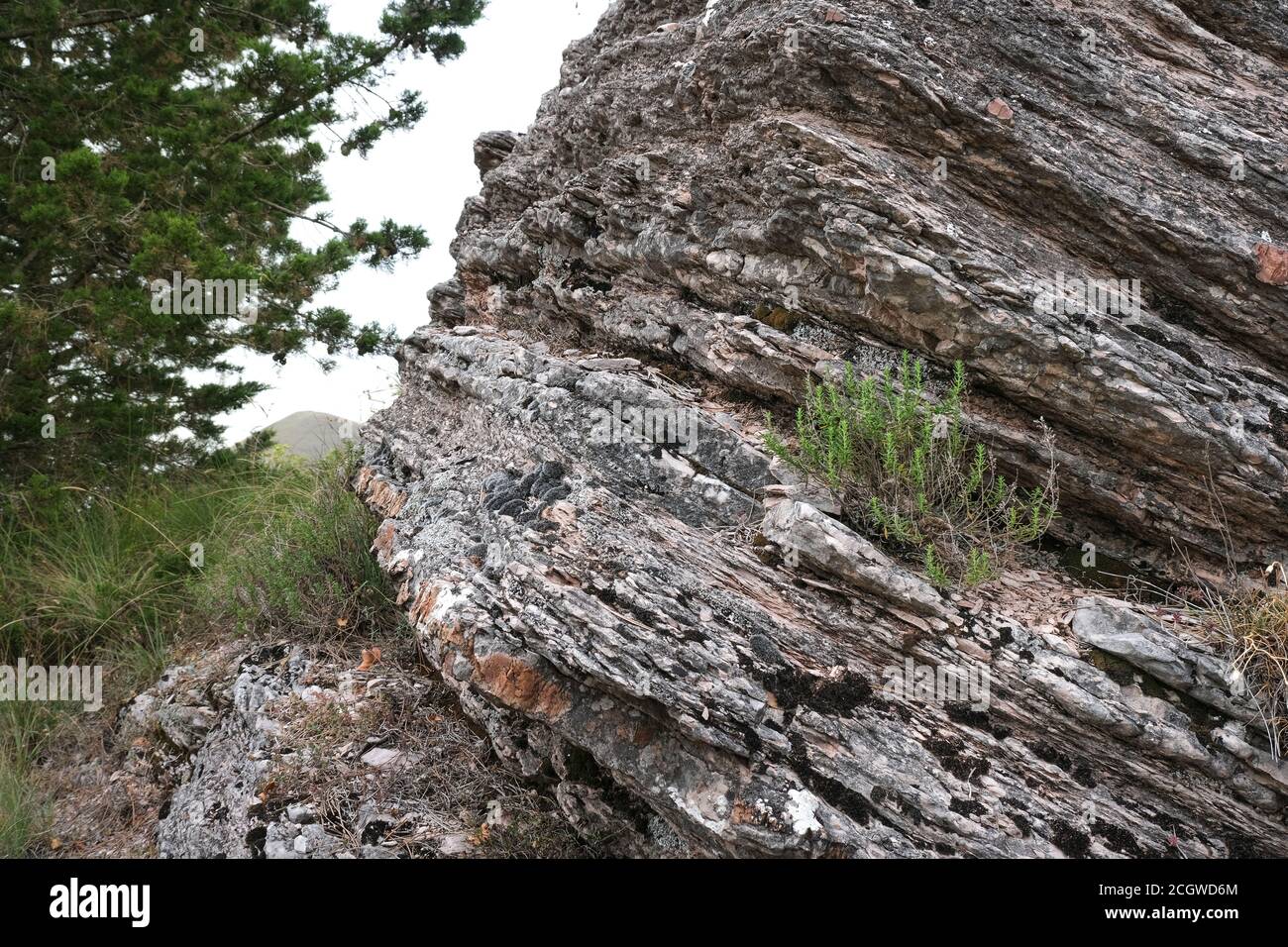 geology of the superposition of several transverse rock levels Stock ...