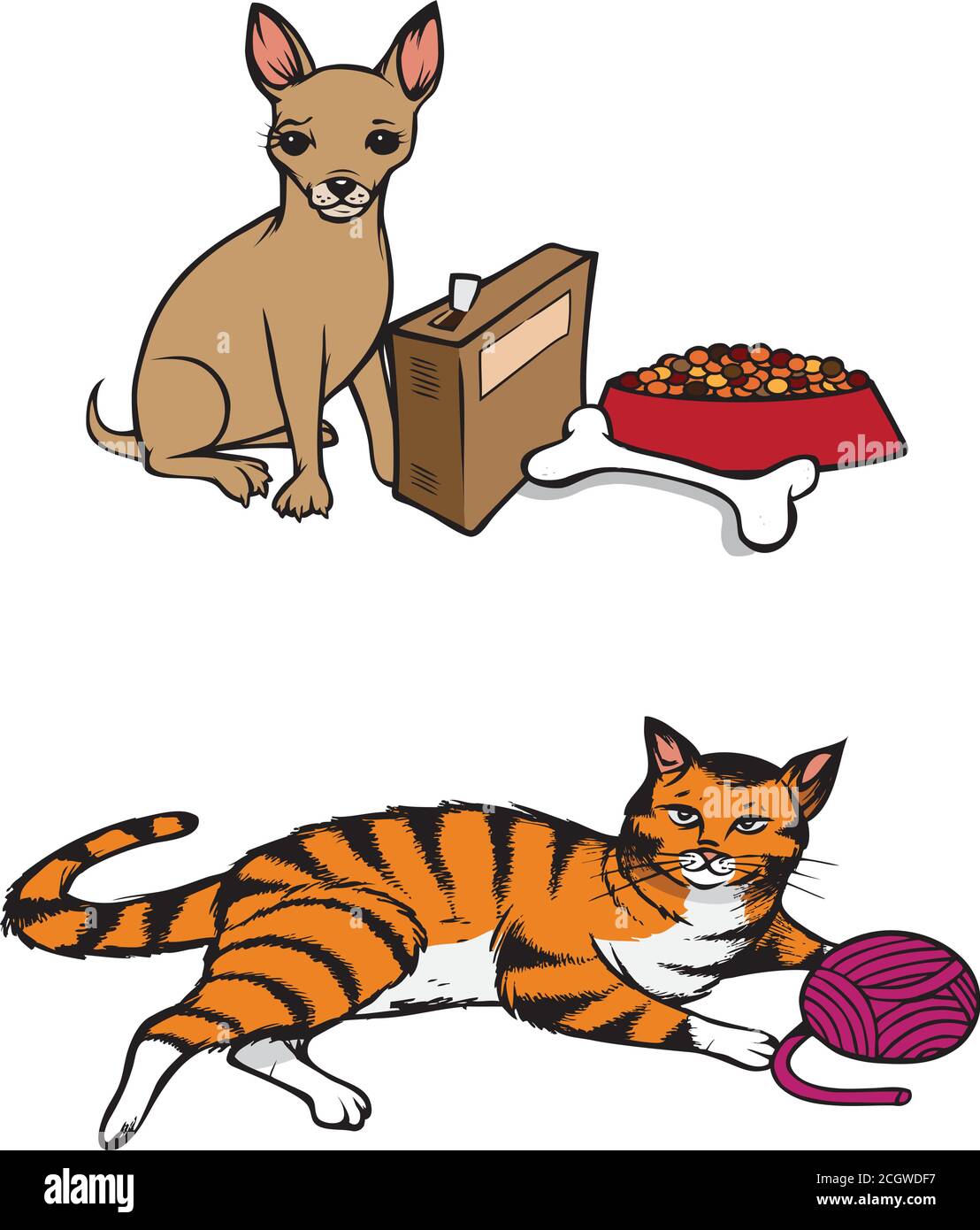 cartoon vector illustration of dog cat pets Stock Vector Image & Art ...