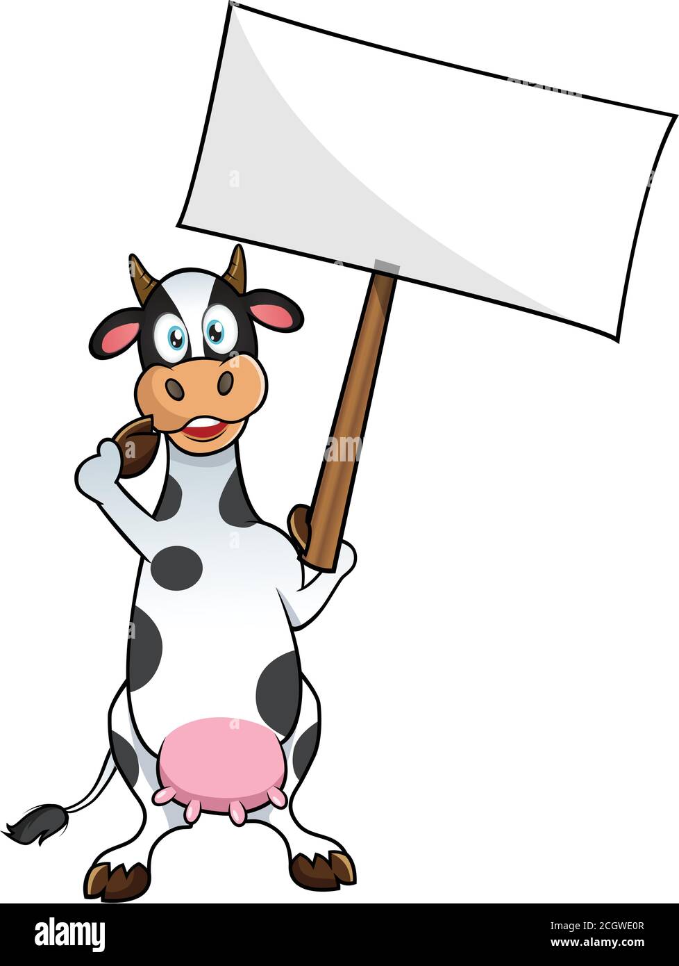 cartoon vector illustration of a cow protesting Stock Vector Image ...