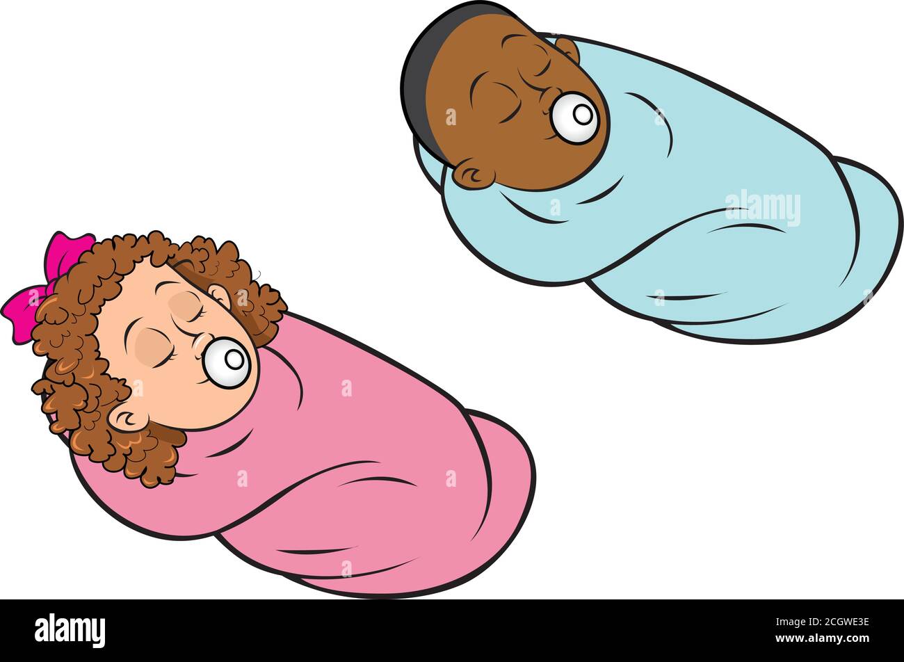 cartoon vector illustration of bundled babies girl boy Stock Vector ...