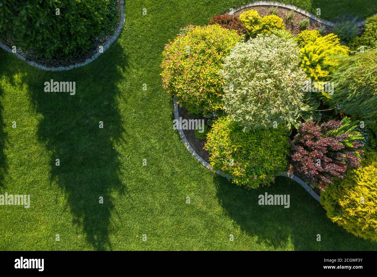 Summer Time Residential Backyard Garden Plants and Beautiful Maintained ...