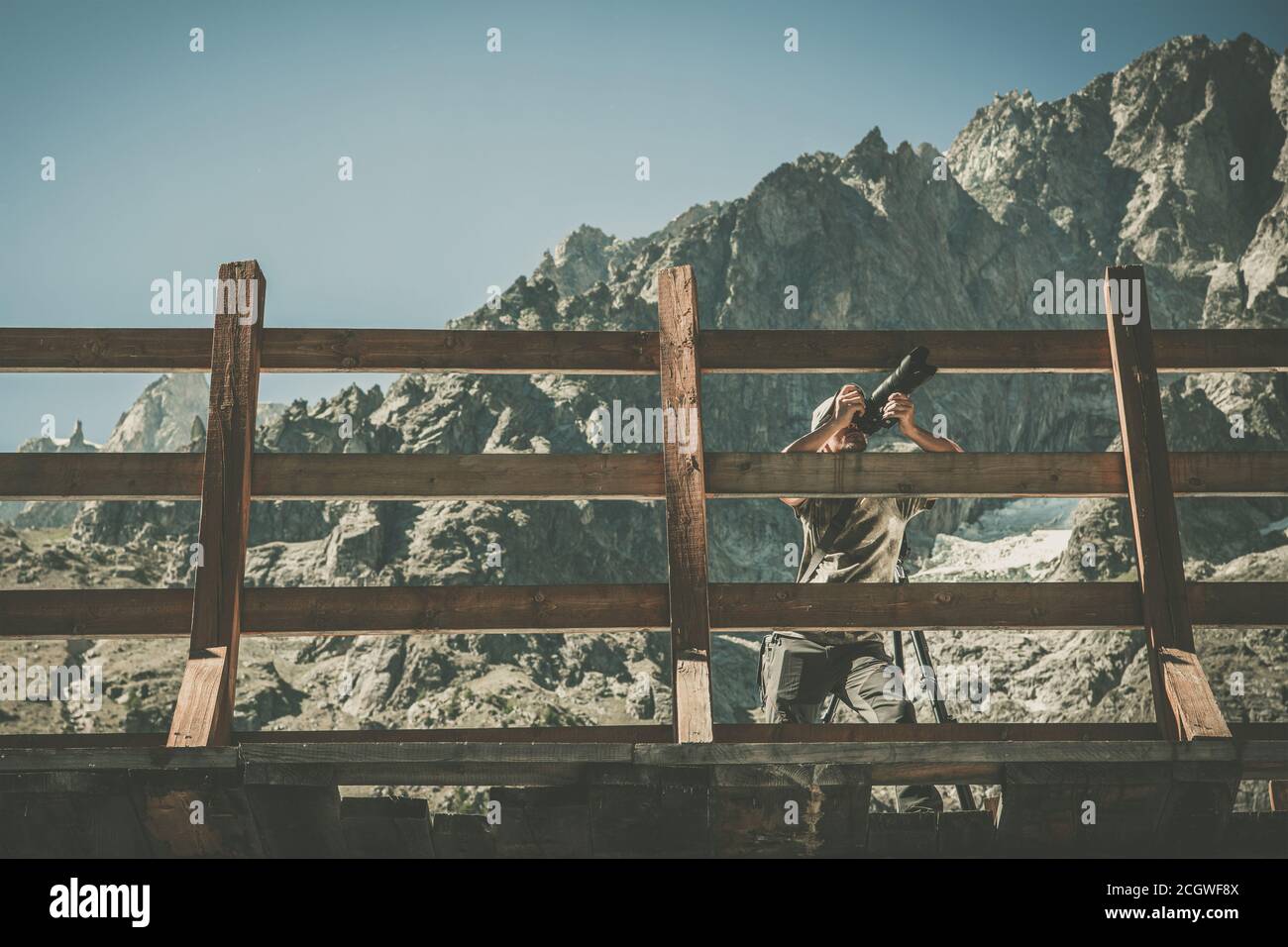 Caucasian Travel Photographer Taking Pictures Using Modern Digital ...