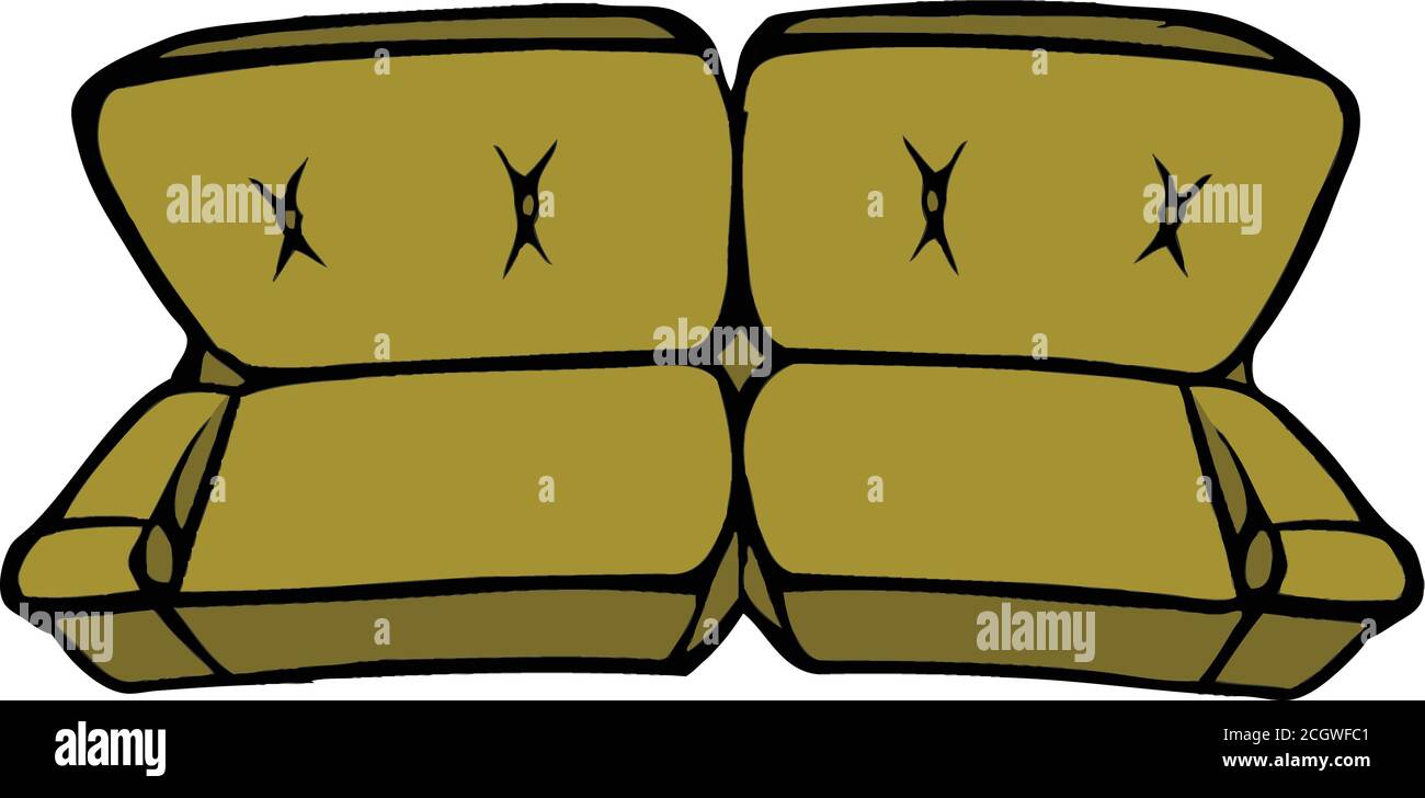cartoon vector illustration of a green couch Stock Vector Image & Art ...