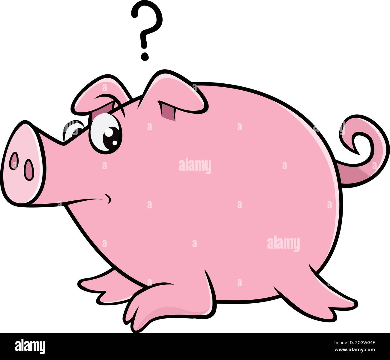 cartoon vector illustration of a pig wondering Stock Vector Image & Art ...