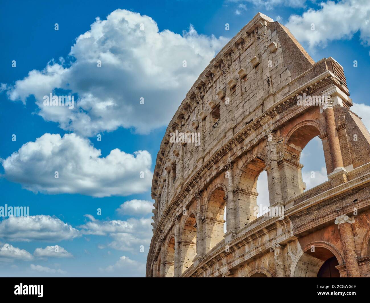 colosseum Rome Italy blue clouds sky Stock Photo - Alamy