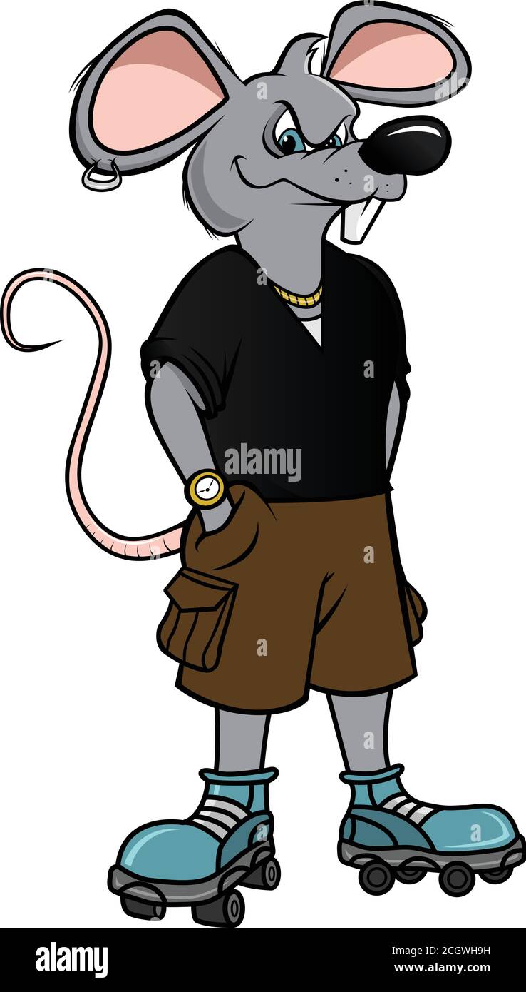 Cartoon vector illustration of a rat punk skater Stock Vector Image ...