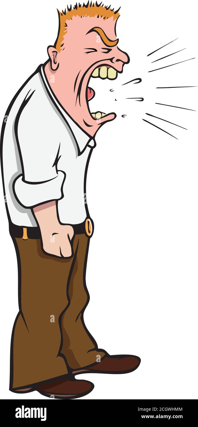 cartoon vector illustration of an office boss yelling Stock Vector ...