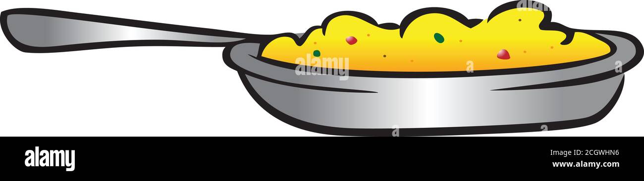 cartoon vector illustration of a skillet with an omelette Stock Vector ...