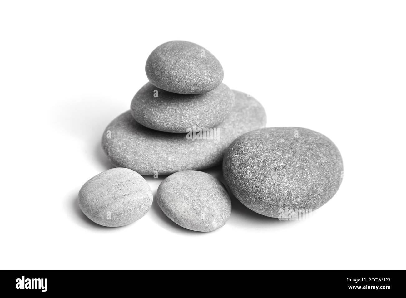 Group of smooth grey stones. Sea pebble. Stacked pebbles isolated on ...