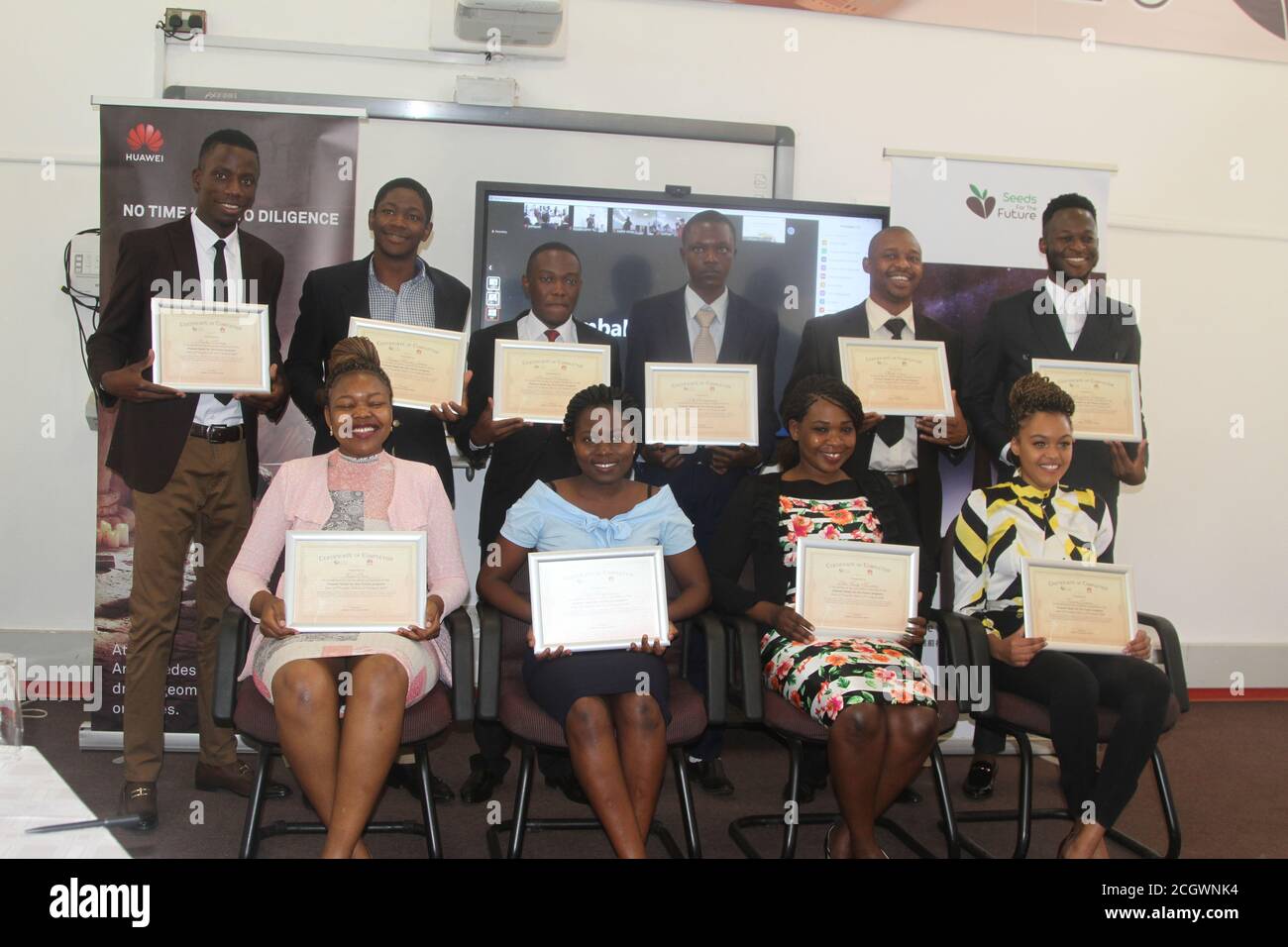 Harare, Zimbabwe. 11th Sep, 2020. Students pose for a photo with their ...