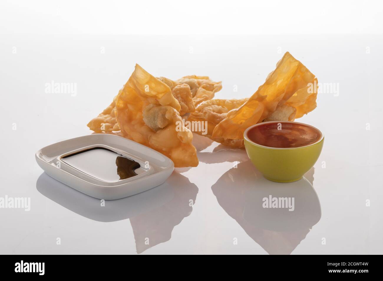 Chinese snacks. Fried Wontons. Wonton pastry. Fried wontons, a popular ...