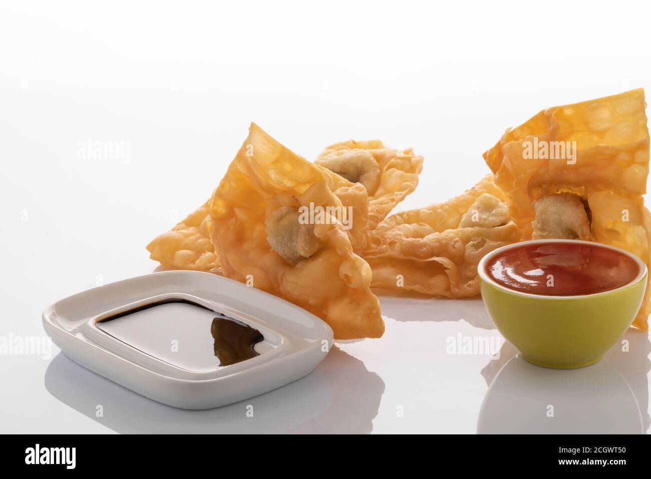 Chinese snacks. Fried Wontons. Wonton pastry. Fried wontons, a popular ...
