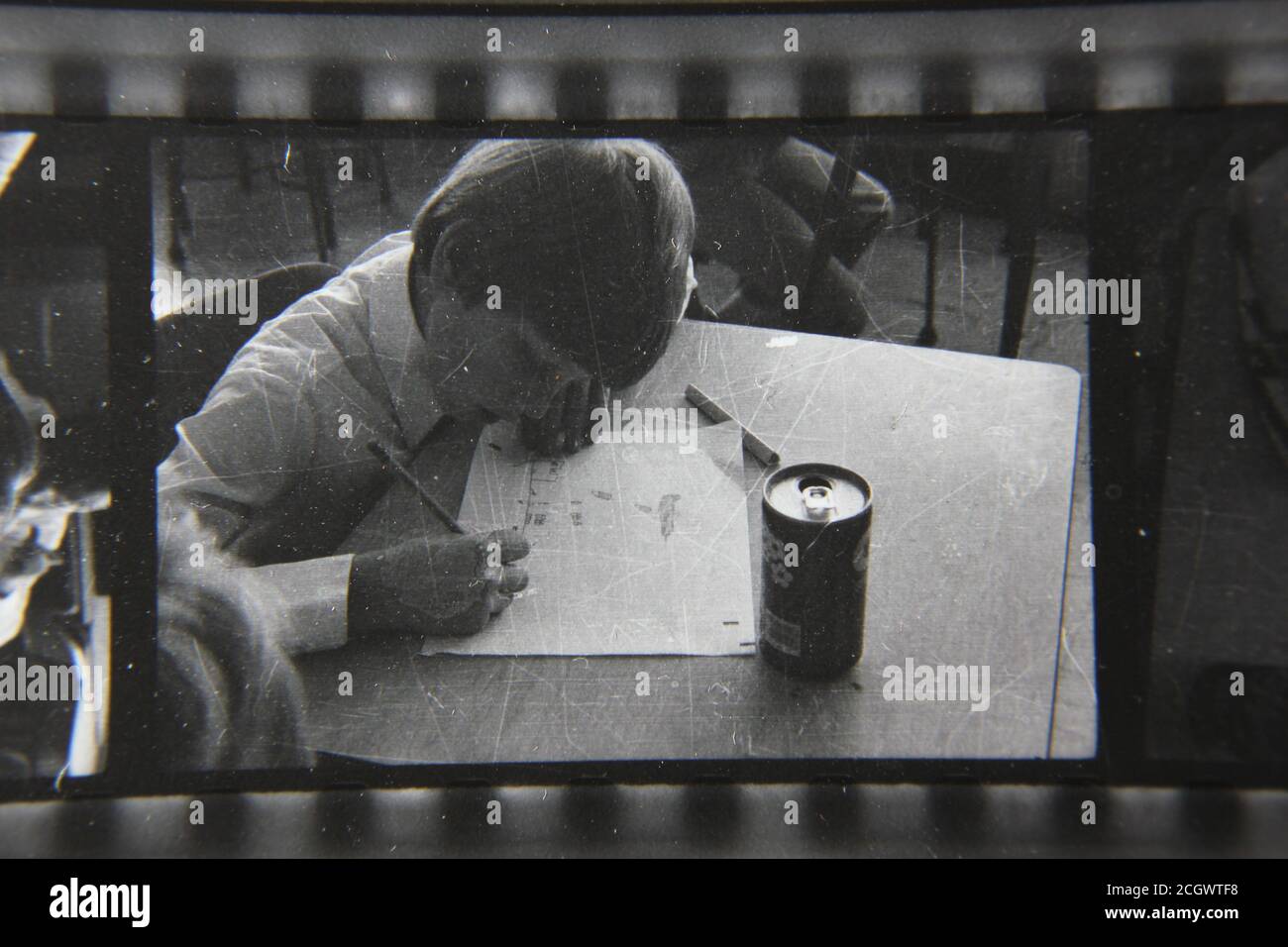 Fine 70s vintage black and white photography of students handwriting at ...
