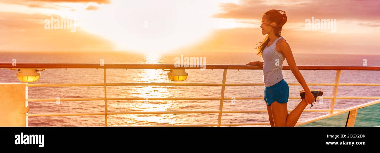 Cruise ship vacation healthy active running lifestyle. Fitness runner ...