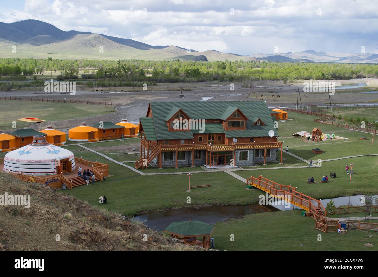 Ger camp in nature landscape in Mongolia Stock Photo - Alamy