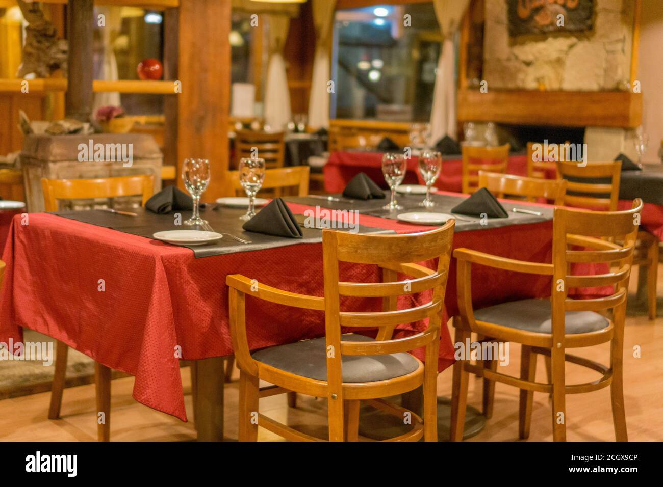 Empty chairs at the restaurant Stock Photo - Alamy