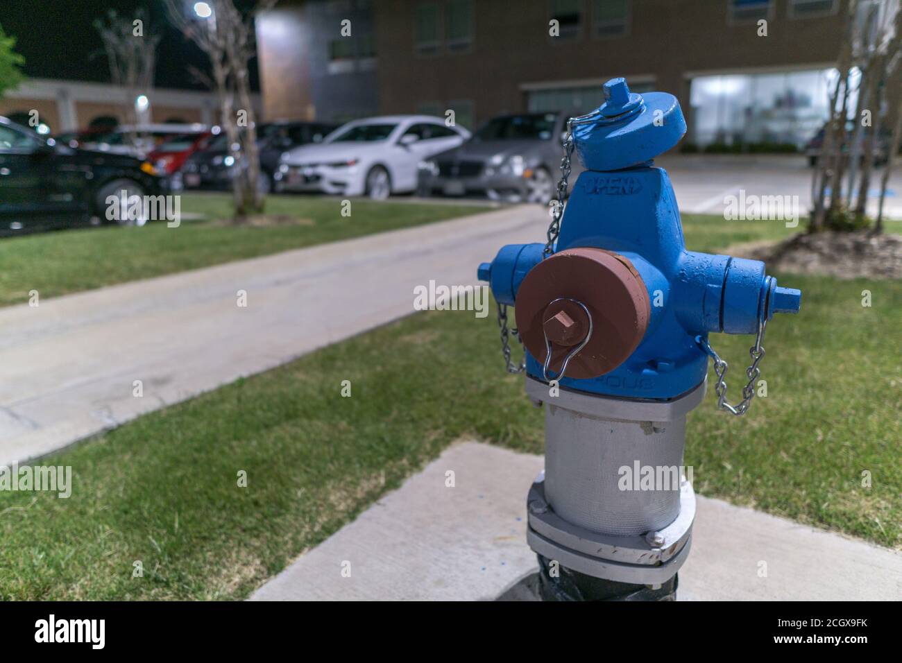 Blue hydrant in the parking lot Stock Photo - Alamy