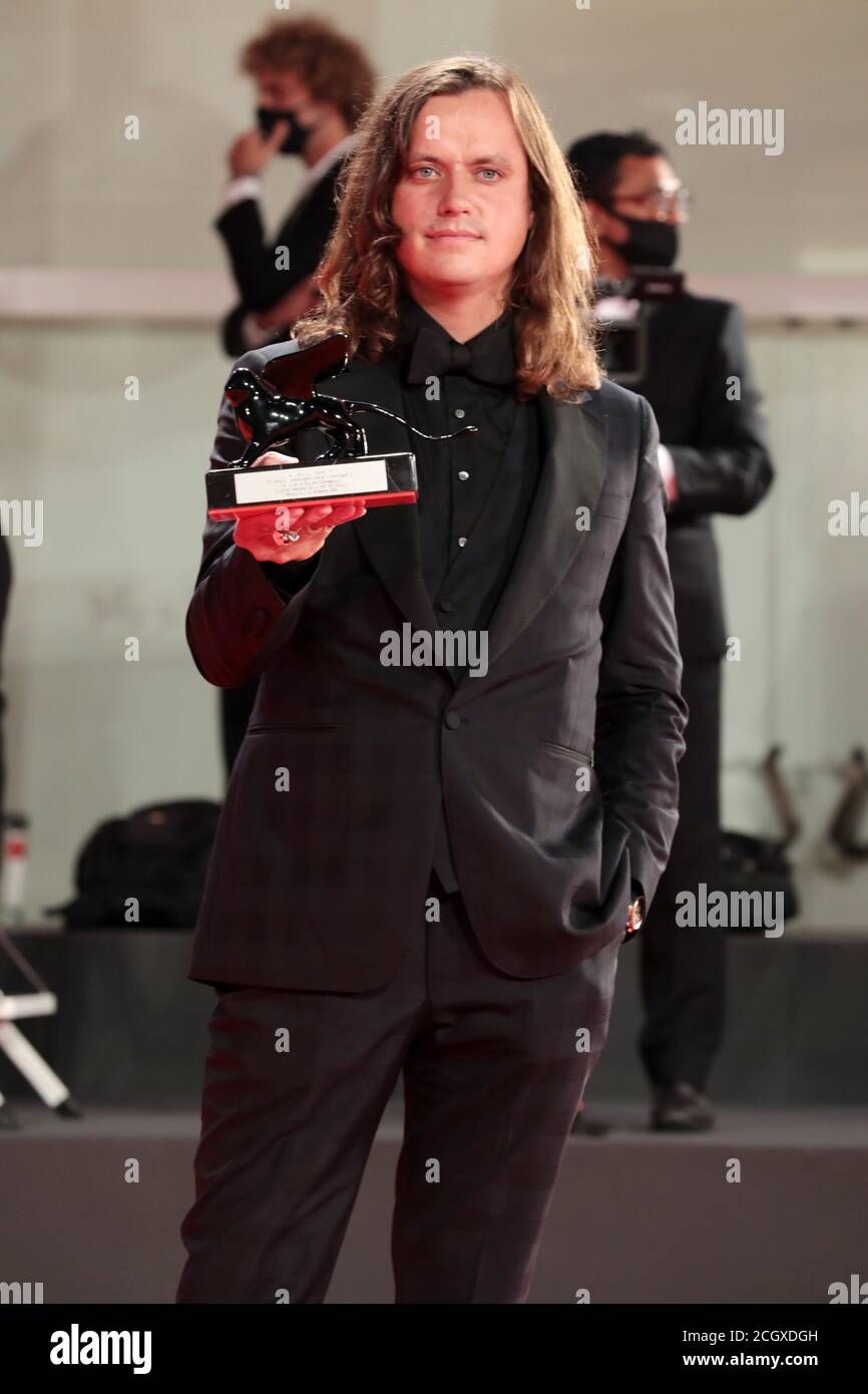 Venice, Italy. 12th Sep, 2020. Michal Sobocinski poses with the Award ...
