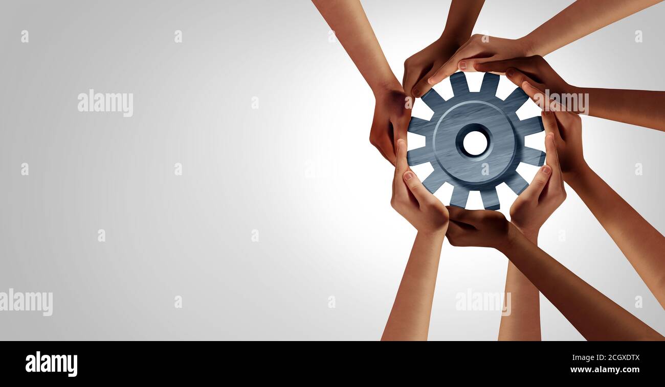 Business working together and employee unity and worker partnership as ...