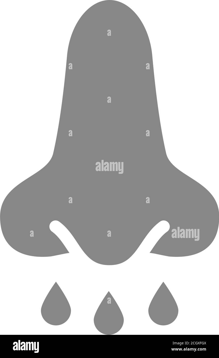 Sinusitis grey icon. Diseased of nose and paranasal sinuse symbol Stock ...