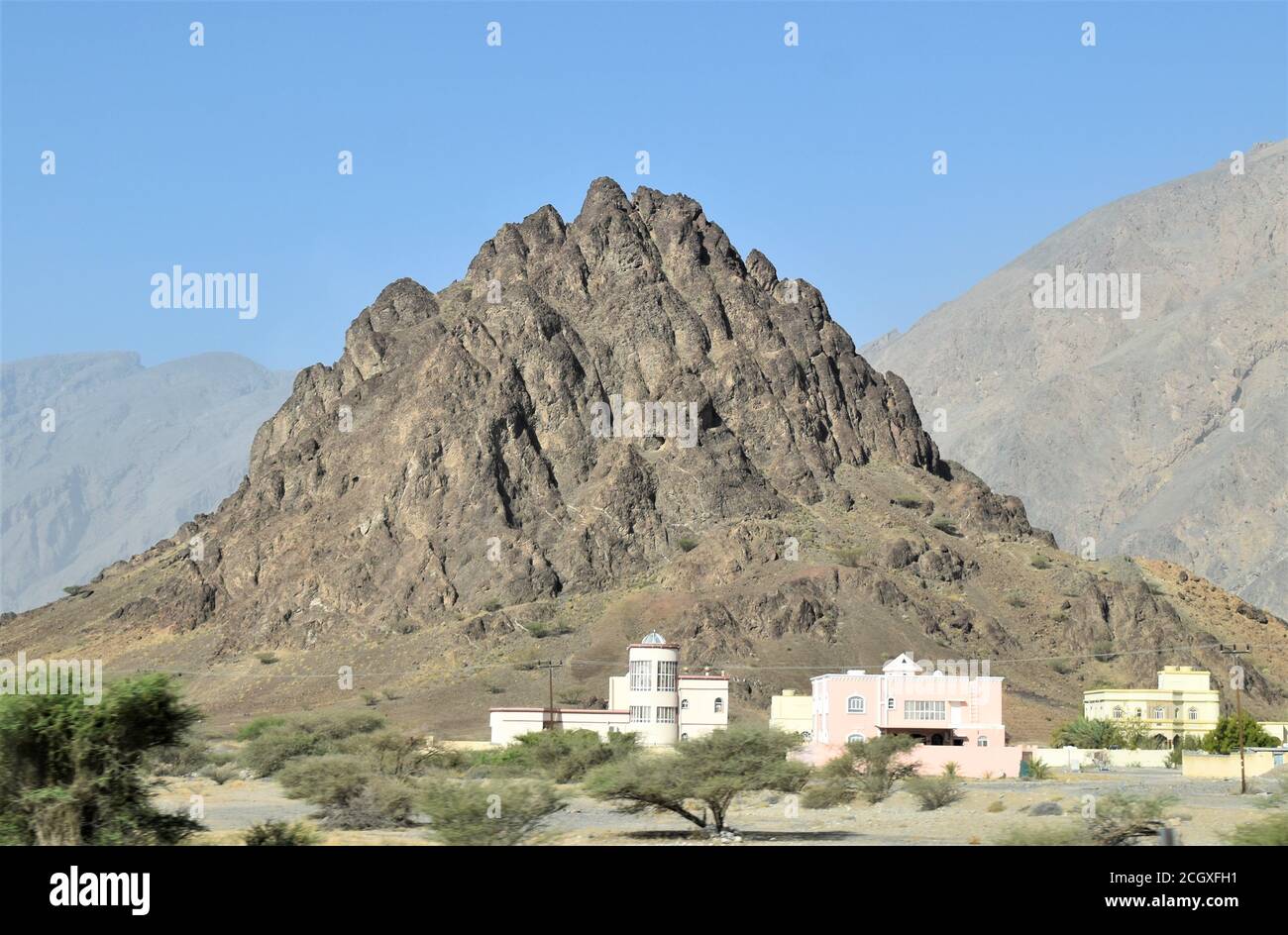 Beautiful buildings in the top of the mountain, Muscat, Oman Stock ...