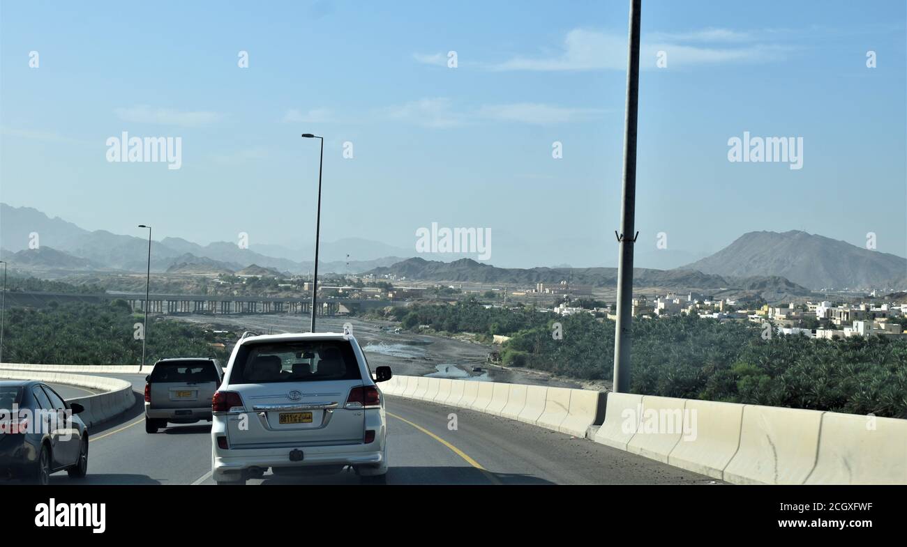 Amazing Oman highway road travel. Muscat, Oman : 16-09-2020 Stock Photo ...