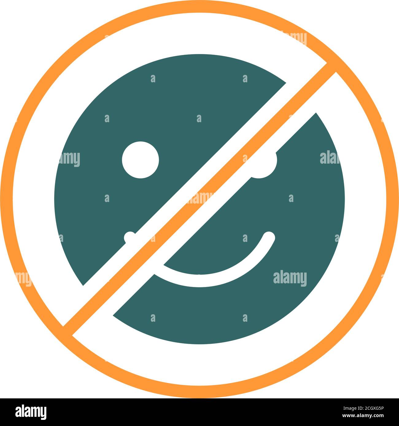 Forbidden sign with a positive emoji, no good emotions colored icon ...