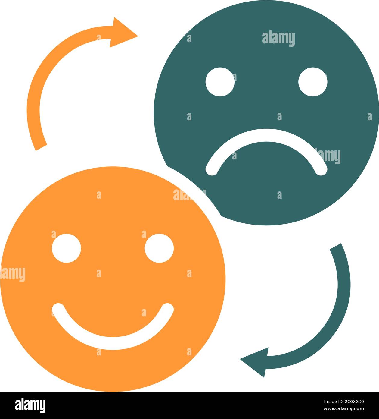 Changing positive and negative emoji colored icon. Exchange of emotions ...
