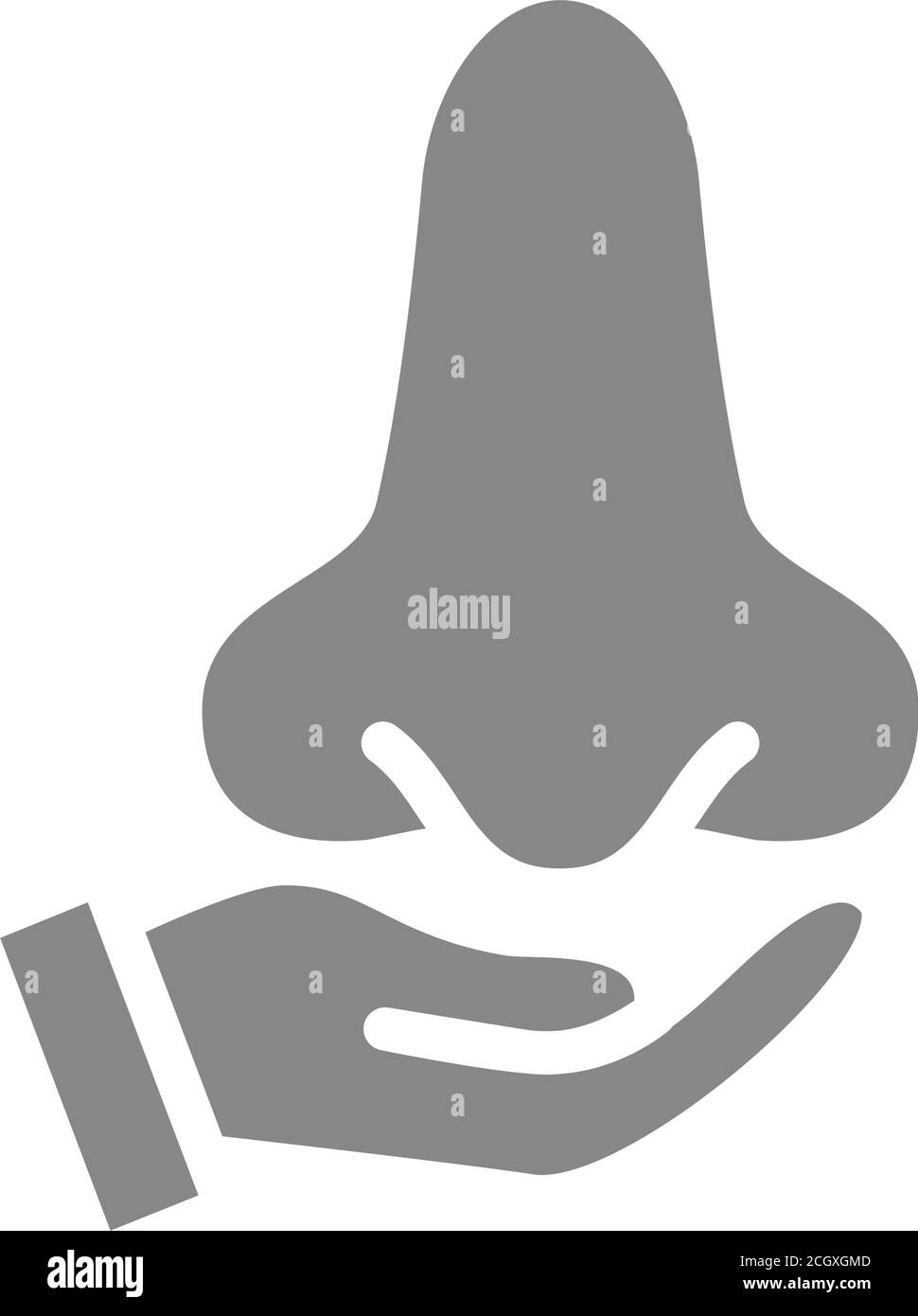 Human nose on hand grey icon. Disease prevention symbol Stock Vector ...