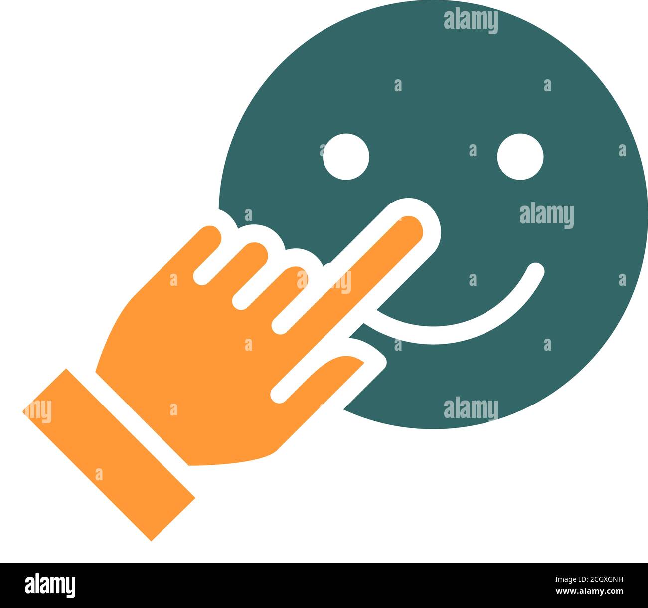 Human chooses a happy emoji colored icon. Share a good mood, positive ...