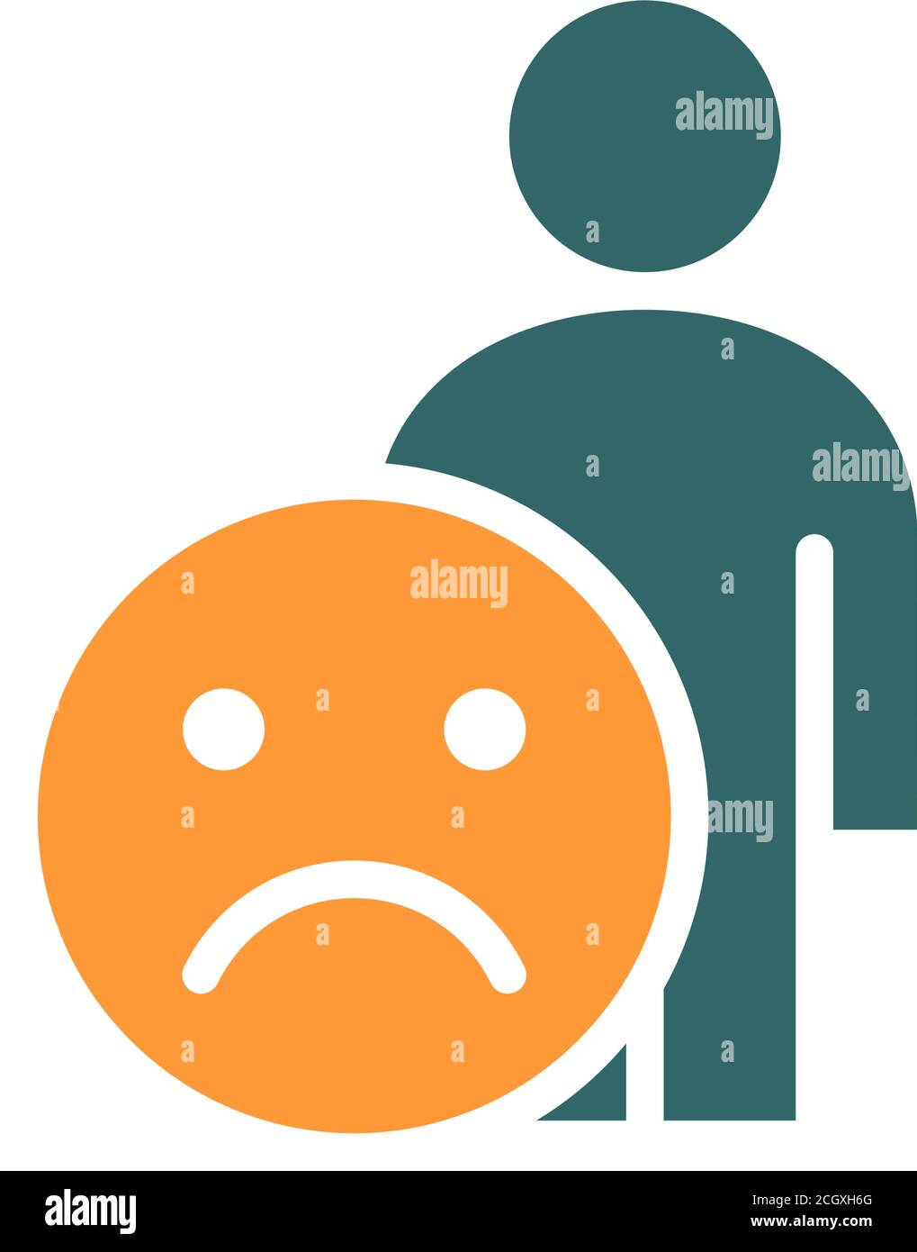 Human with unhappy emotions colored icon. Upset face, unsatisfied ...