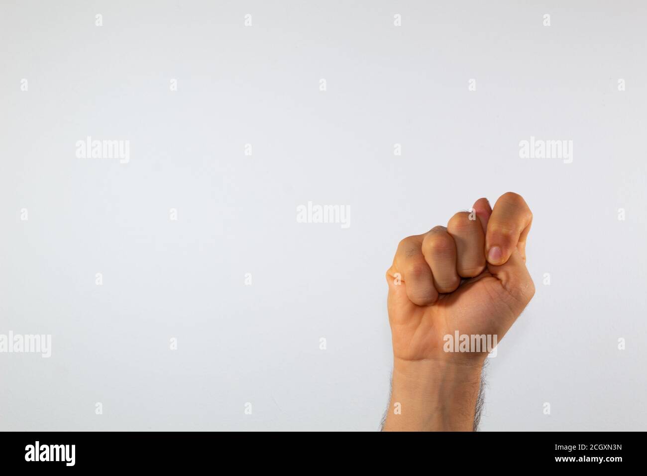 close up of a man's hand communicating with sign language, letters of ...