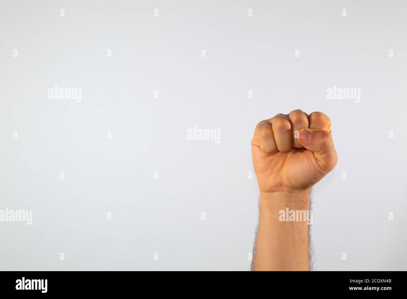 close up of a man's hand communicating with sign language, letters of ...