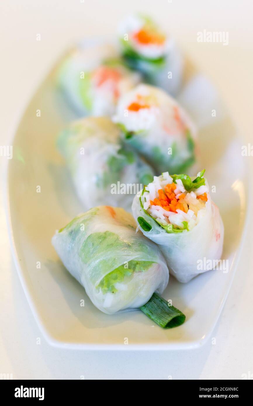 Vietnamese fresh spring roll at an asian restaurant Stock Photo - Alamy