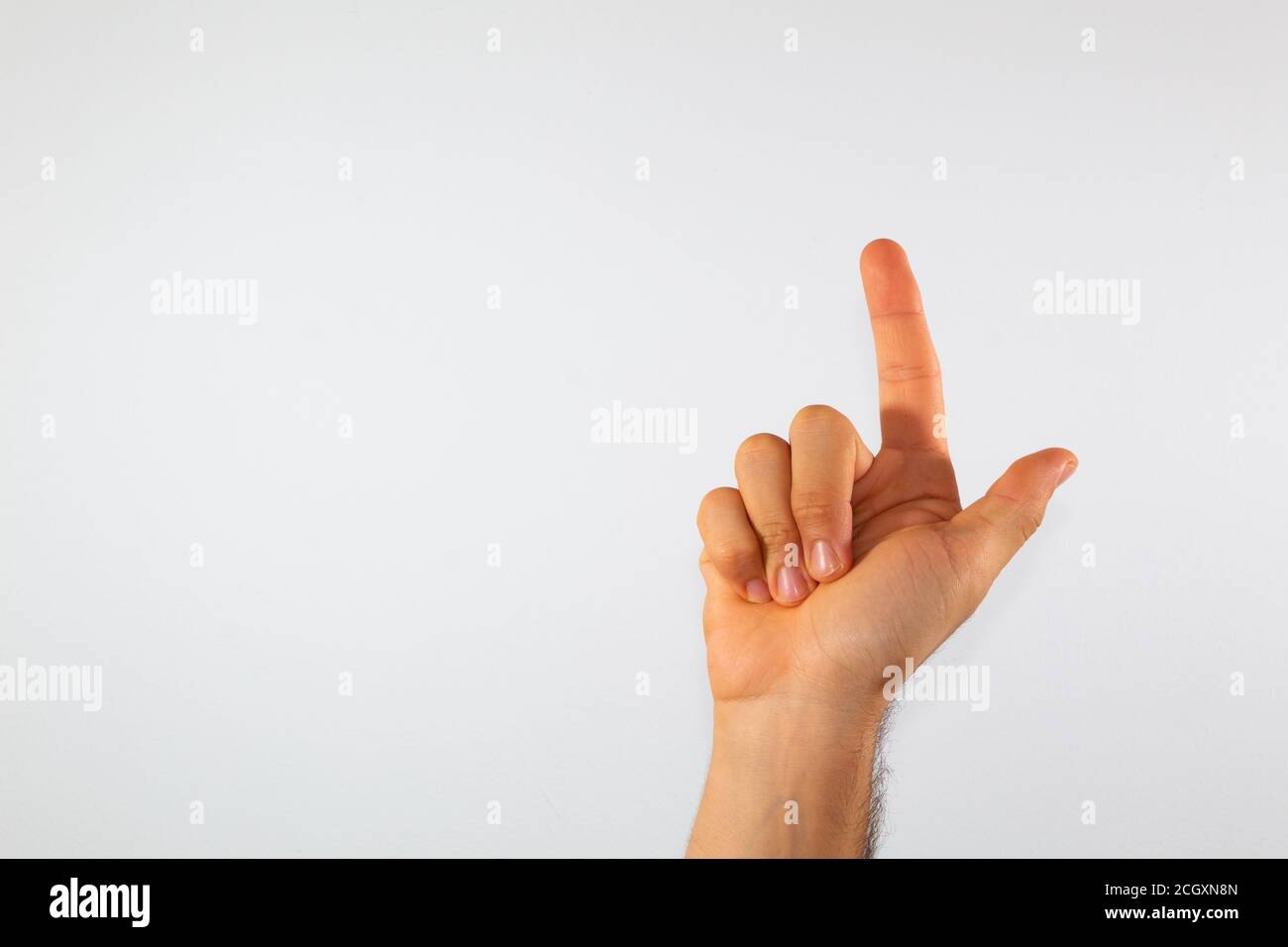 close up of a man's hand communicating with sign language, letters of ...