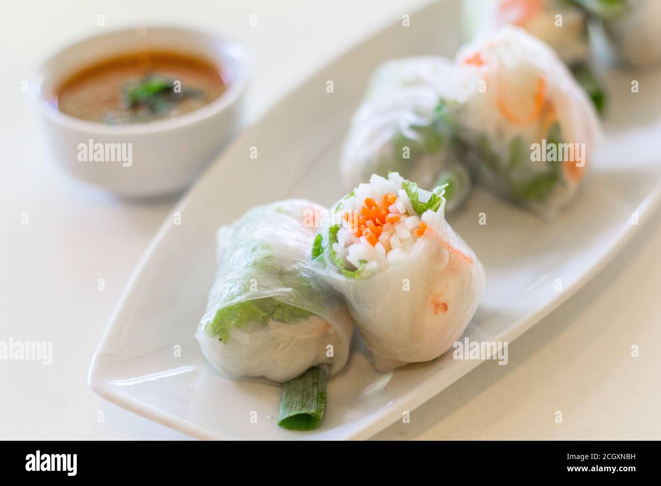 Vietnamese fresh spring roll at an asian restaurant Stock Photo - Alamy