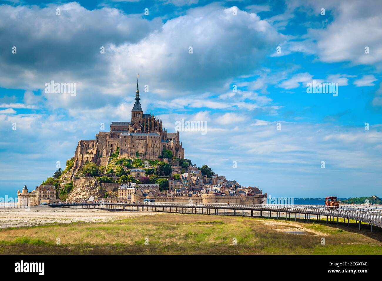 Amazing Mont Saint Michel cathedral on the rocky island and spectacular ...
