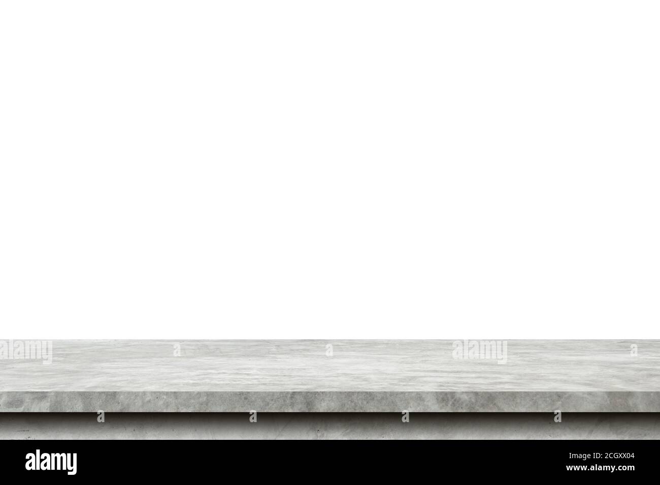 Empty cement table on isolated white background with copy space and ...