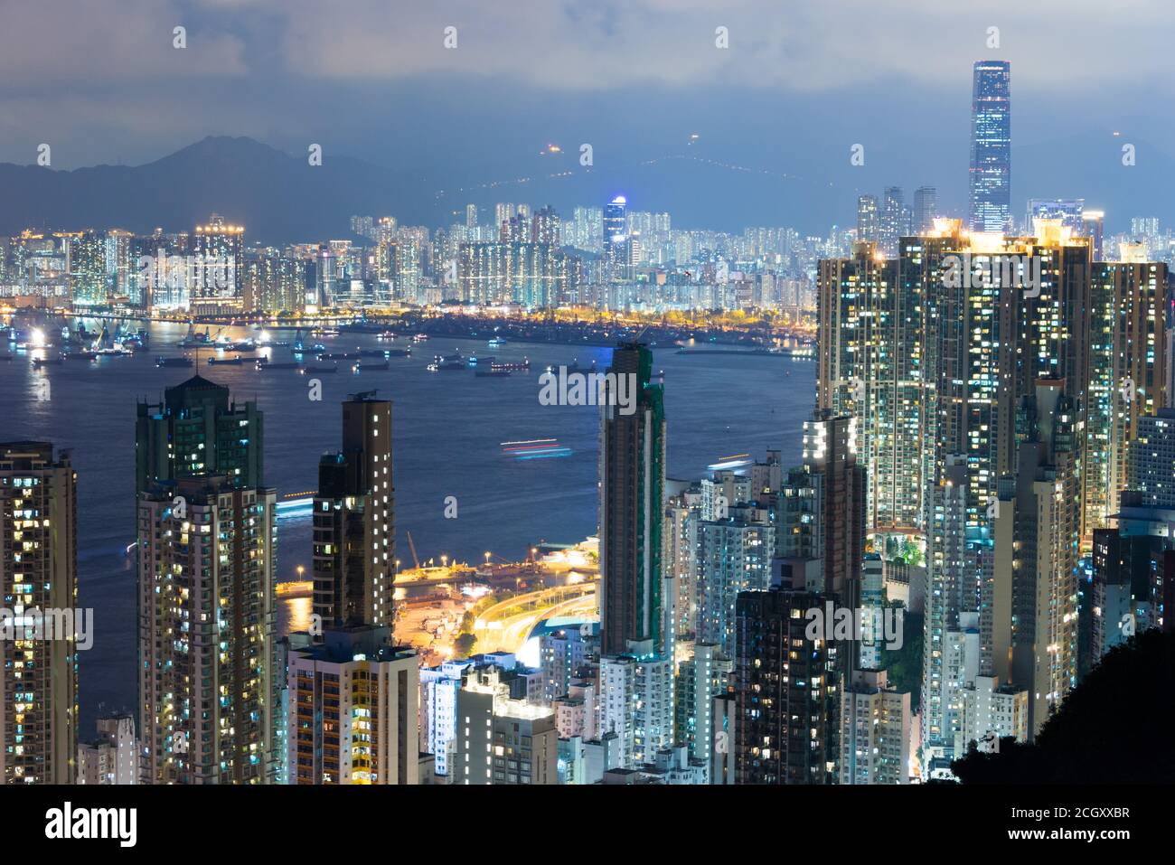 Hong Kong - Hong Kong Night View from Mount Davis in Hong Kong Island ...